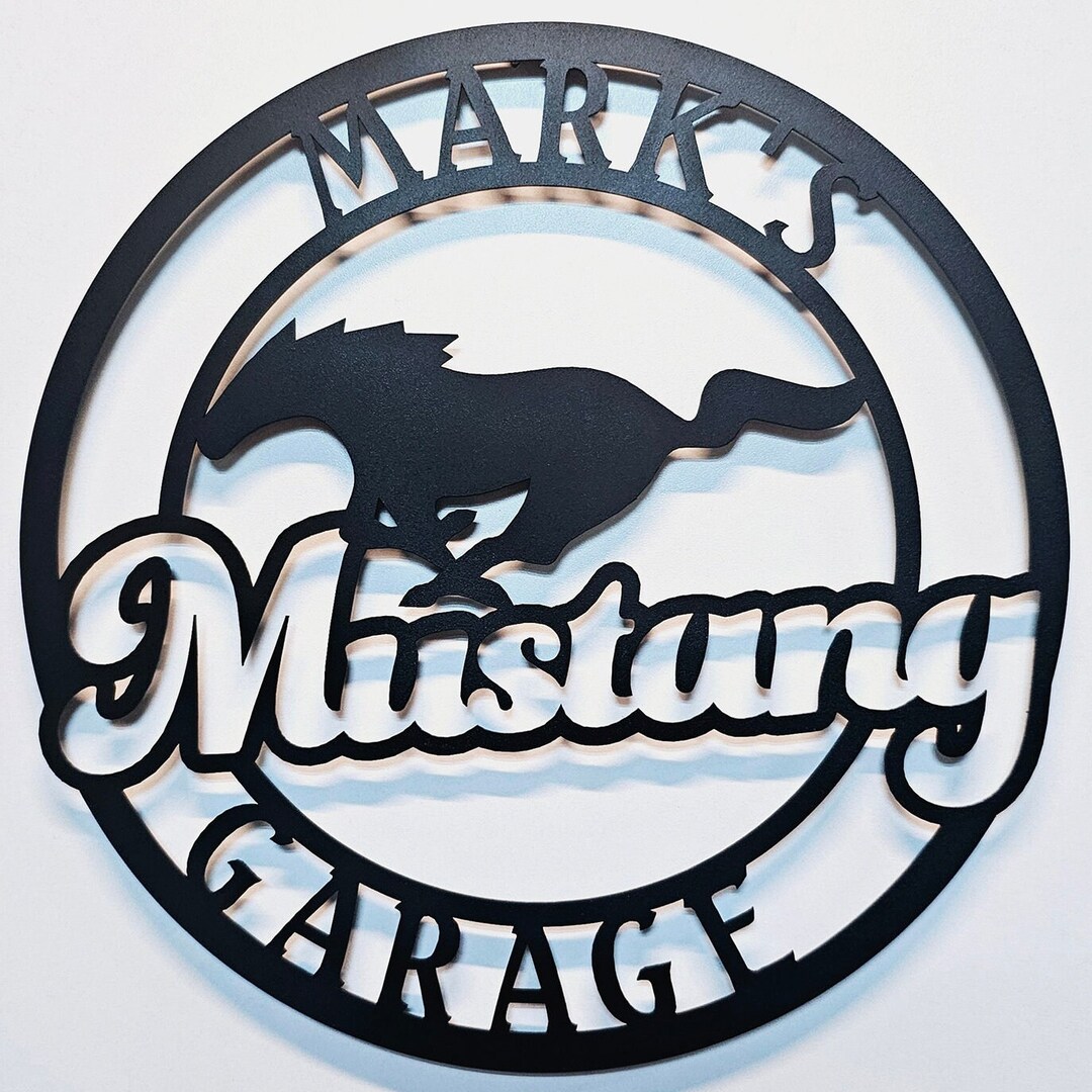 Ford Mustang Metal Garage Sign: Black Car Club Decor - Etsy