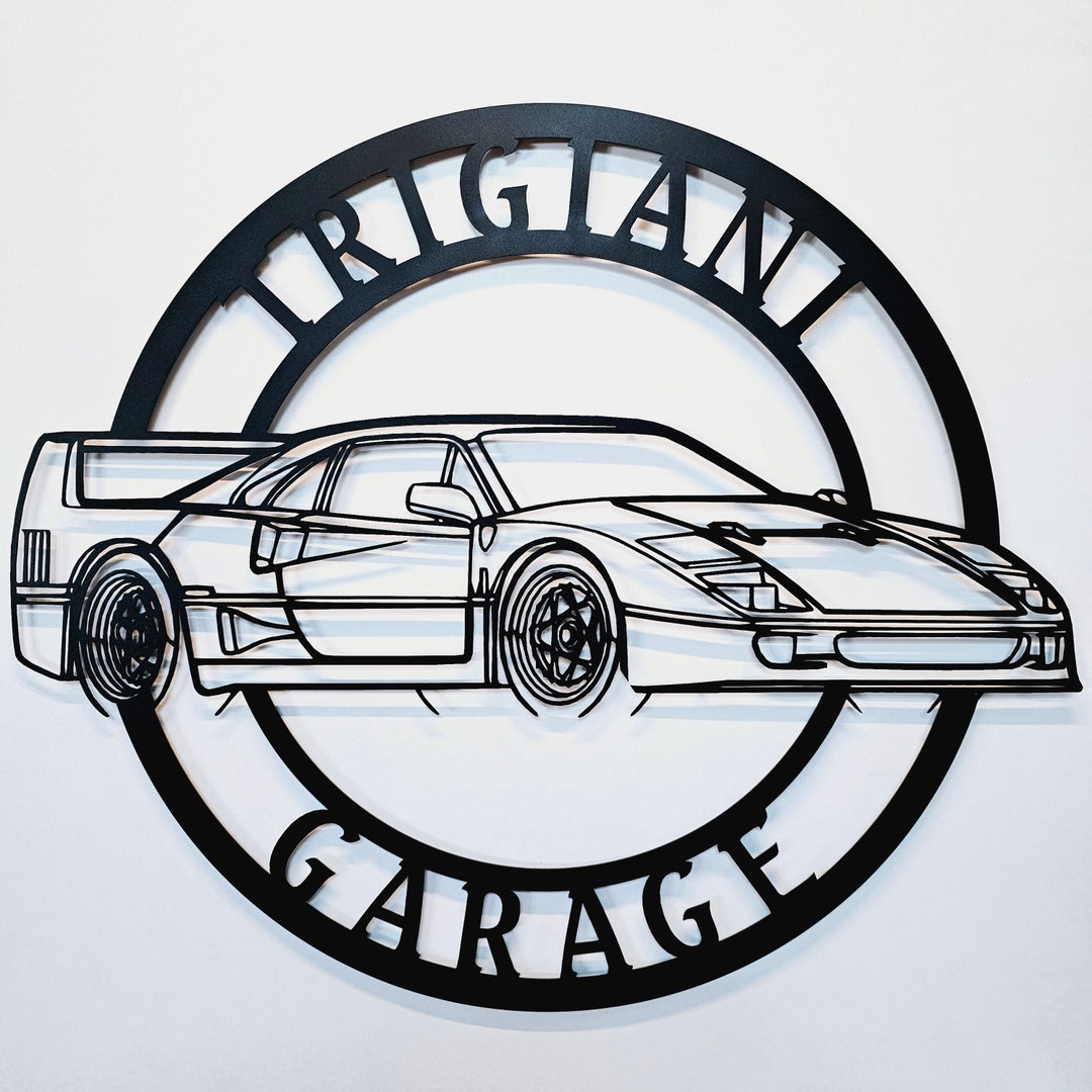 Ferrari F40, Ferrari Sign, Personalized Garage Name, Car Metal Sign ...
