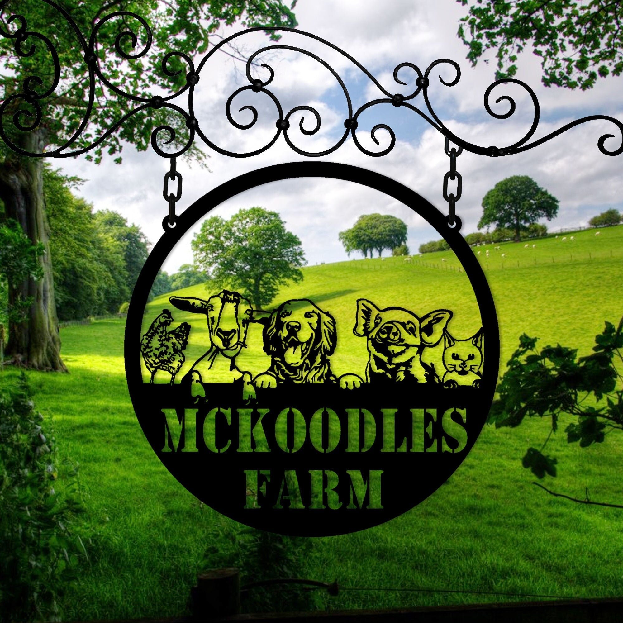 Chicken Monogram Metal Farm Sign - Etsy