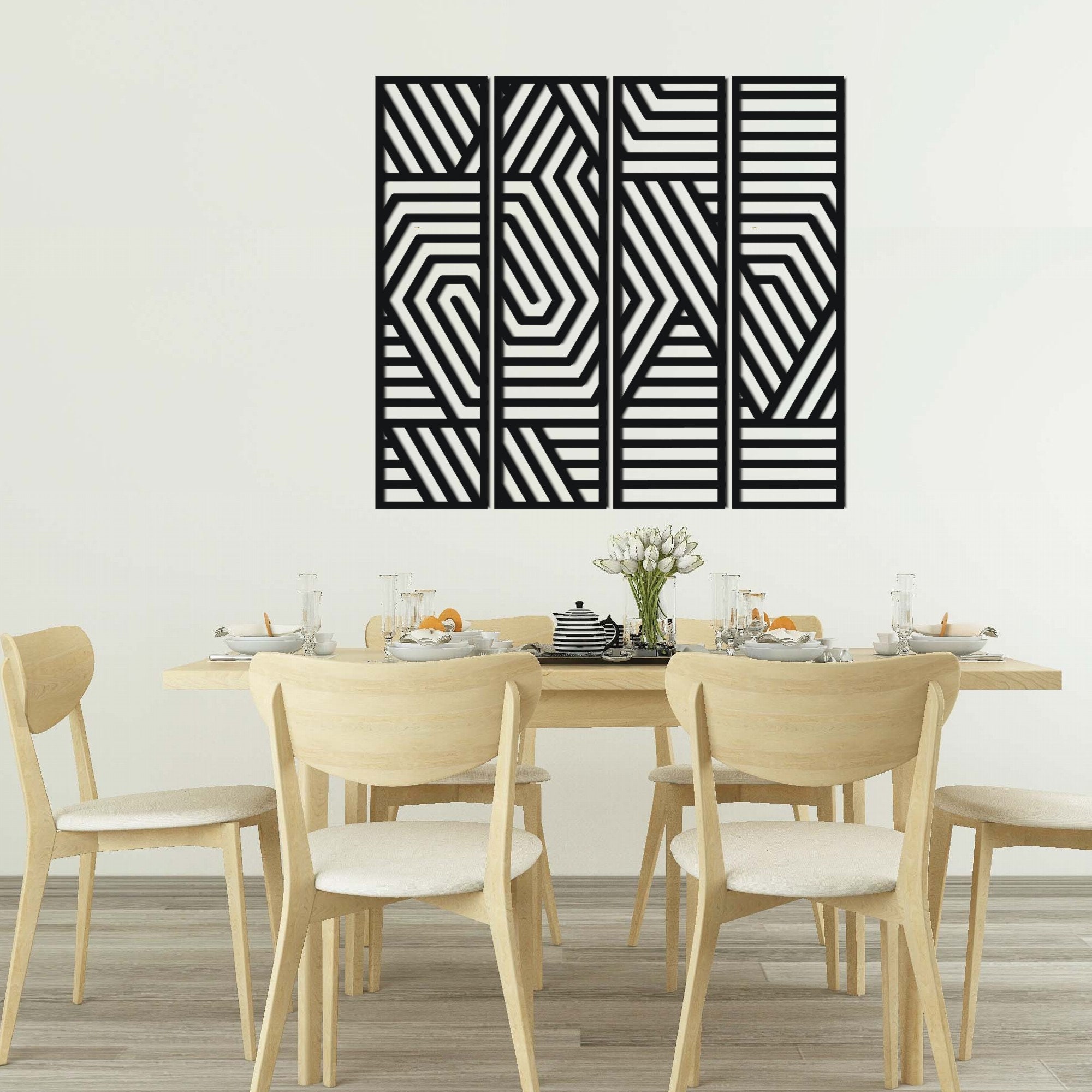 Abstract Set of 4 Panels Abstract Art Decorative Wall - Etsy