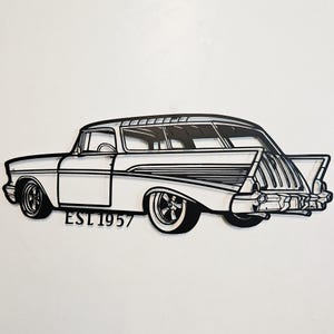 1957 Chevy Nomad Wagon Sign, Chevelle Art, Car Sign, Chevy Classic Cars ...