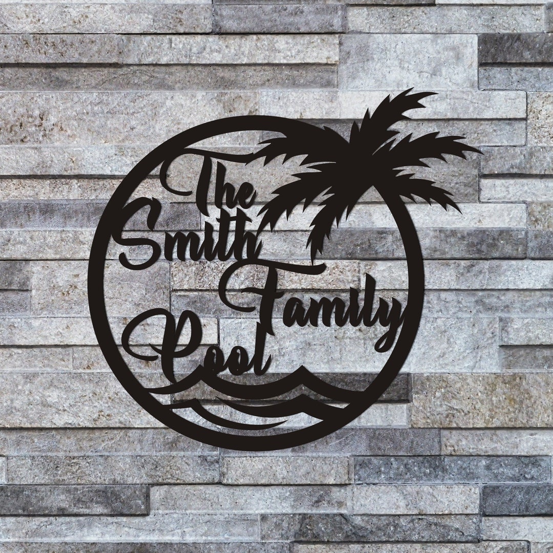 Personalized Family Pool Sign, Pool Palm Tree Sign, Tree House Sign ...