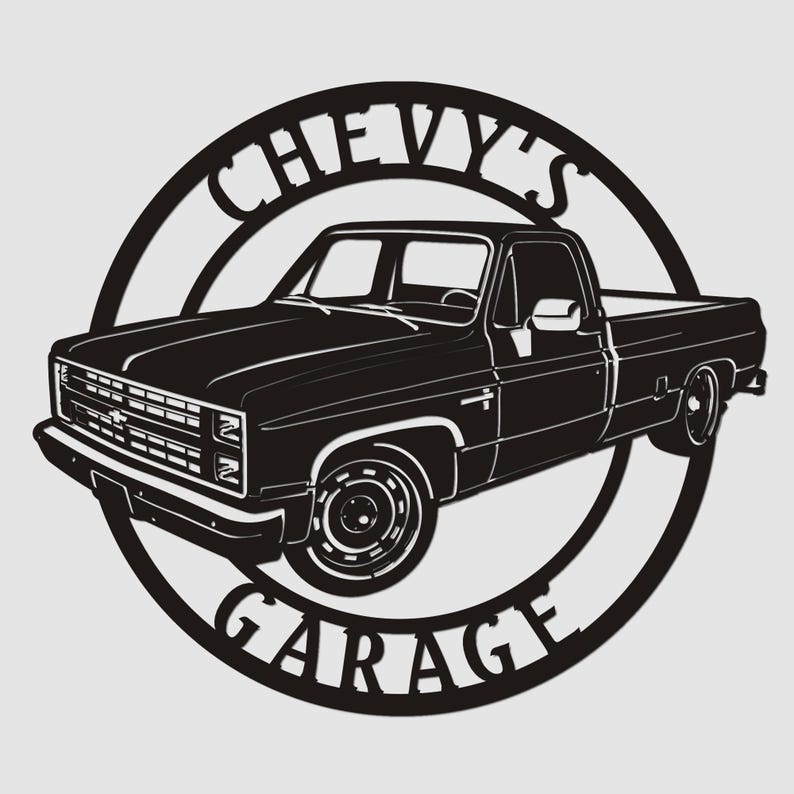 1986 Chevy C10 Silverado Long Bed Metal Garage Sign - Etsy