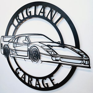 Ferrari F40, Ferrari Sign, Personalized Garage Name, Car Metal Sign ...