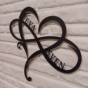Personalized Metal Infinity Heart Sign, Infinity Symbol and Heart Wall ...