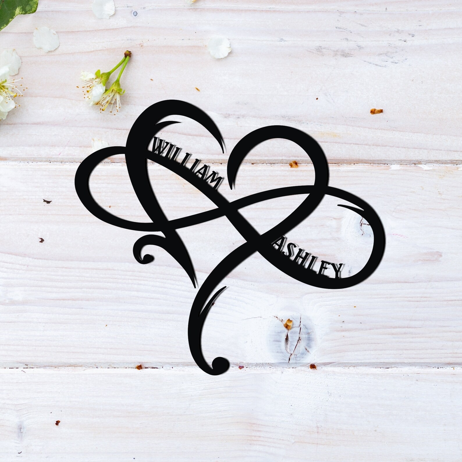Personalized Metal Infinity Heart Sign, Infinity Symbol and Heart Wall ...