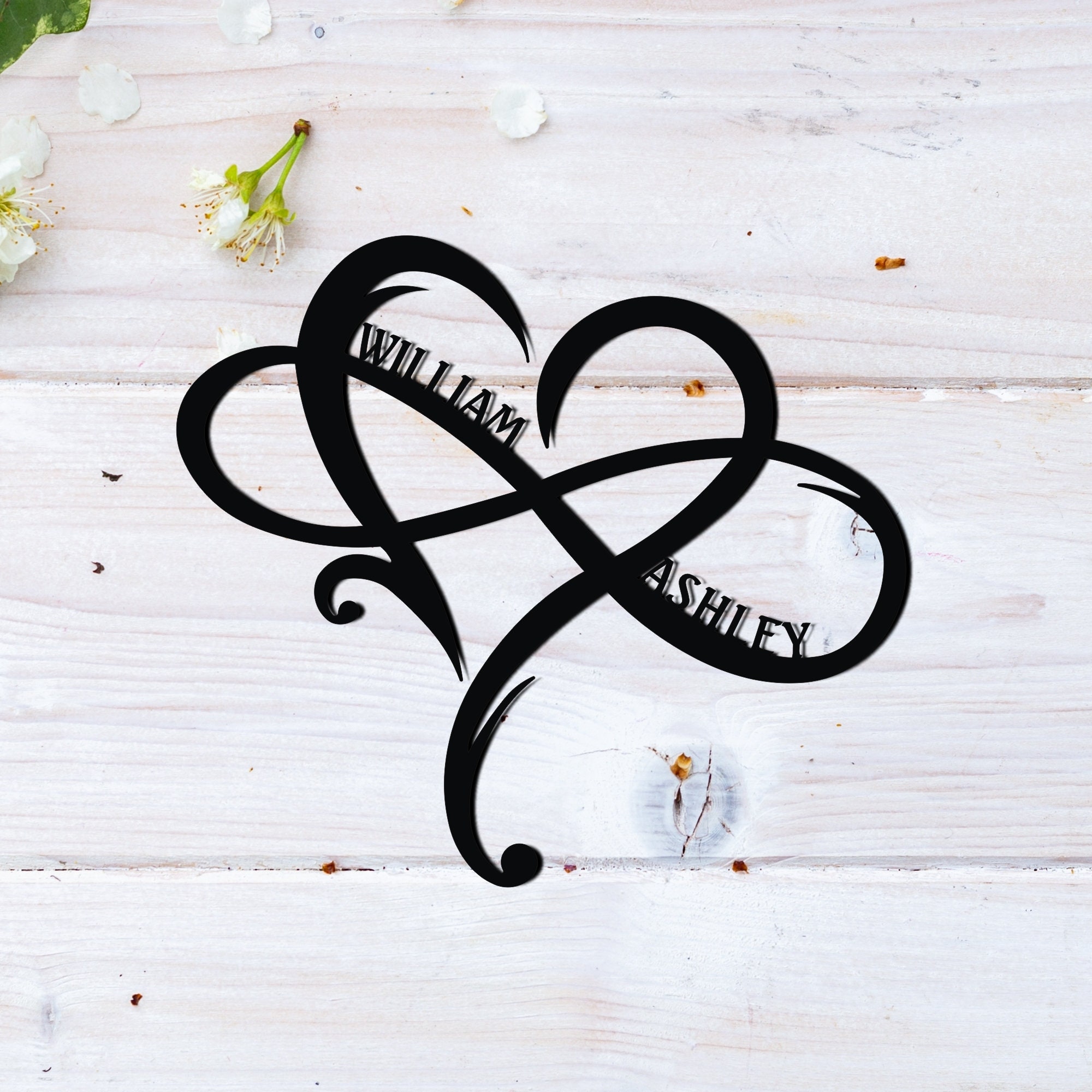 Personalized Metal Infinity Heart Sign, Infinity Symbol and Heart Wall ...