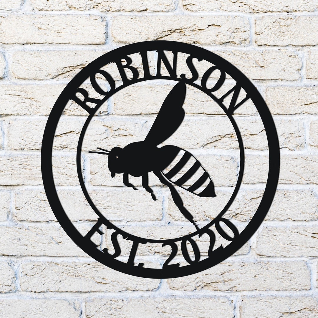 Honey Bee Family Name, Bee Farm, Metal Sign, Custom Last Name Sign ...