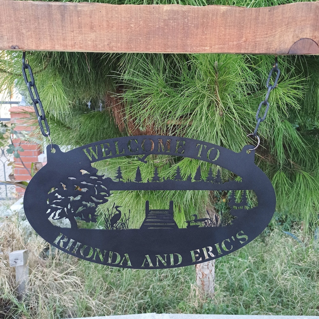 Metal Sign Lake Dock Sign , Deer Lake Sign, Family Lake Lot Sign, Lake ...