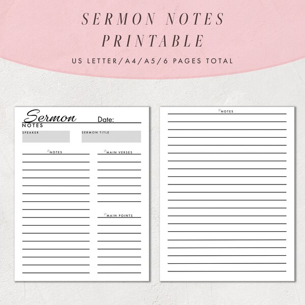 Notes Page Printable - Etsy