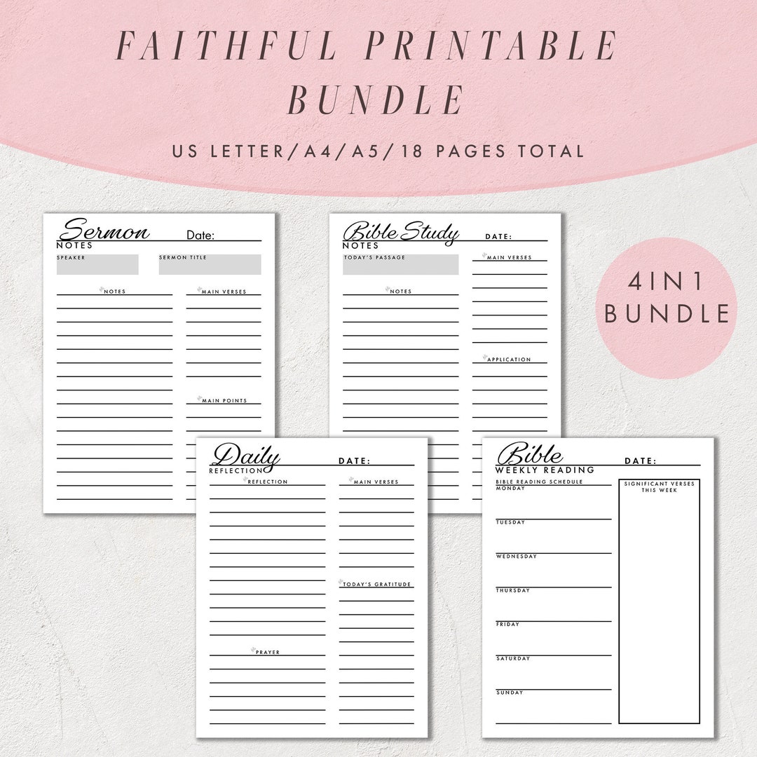 Faithful Printable Bundle | Christian Notes Planner | Journal Pages |US ...