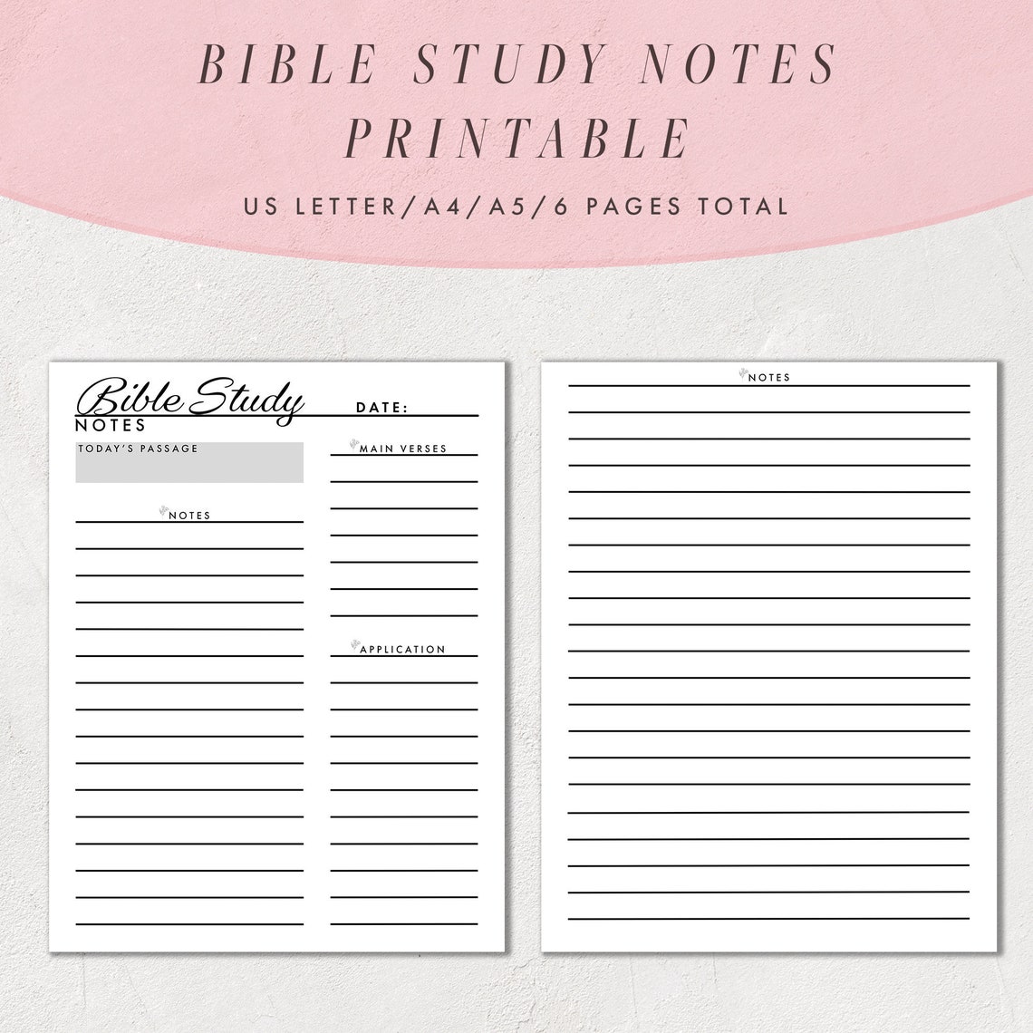 Bible Study Notes Template Printable | Bible Study Journal Pages ...