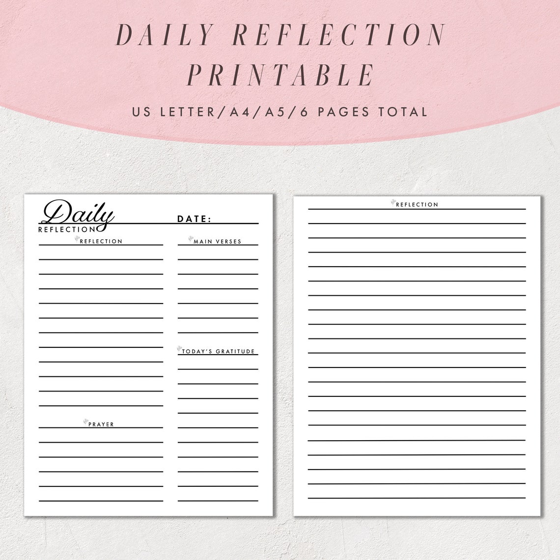 Daily Reflection Template Printable | Daily Reflection Pages ...