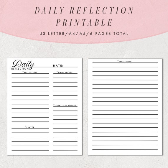 Daily Reflection Template Printable Daily Reflection Pages | Etsy