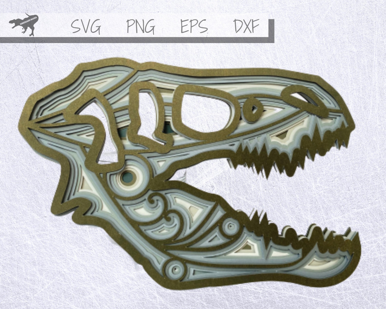 3D T-rex Skull Layered Mandala SVG File Cricut and Silhouette. - Etsy