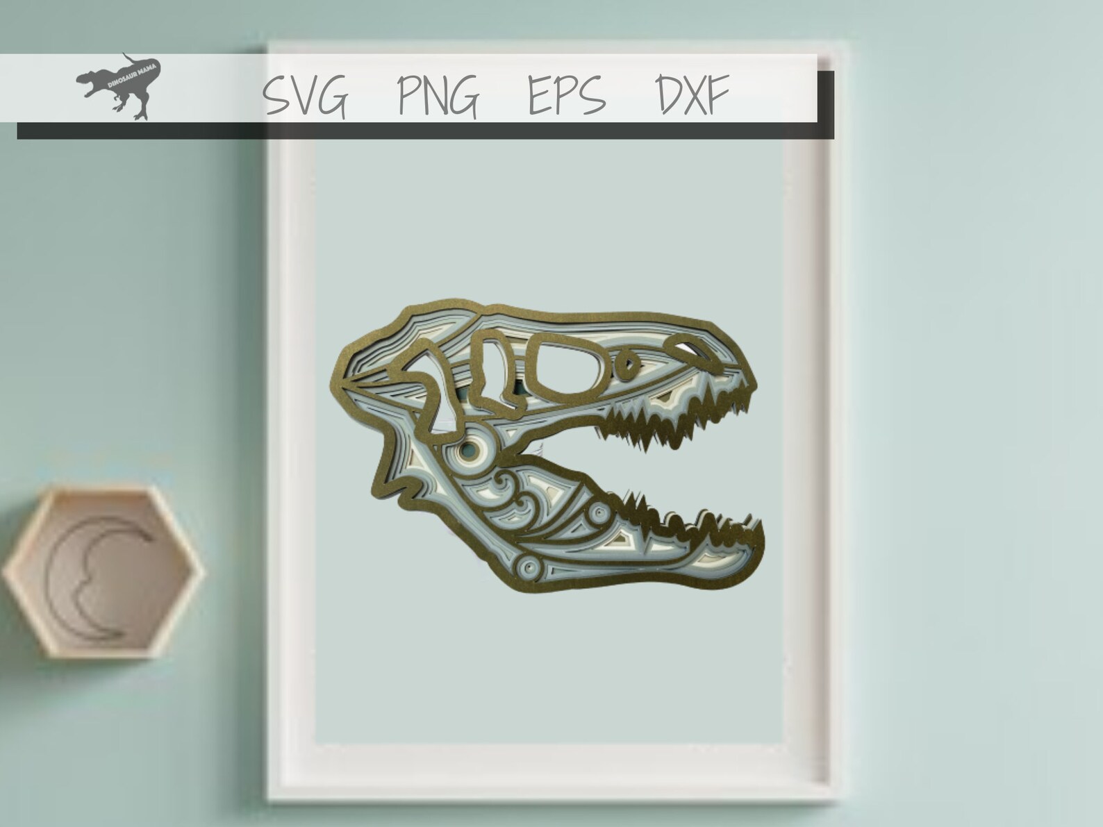 3D T-rex Skull Layered Mandala SVG File Cricut and Silhouette. - Etsy