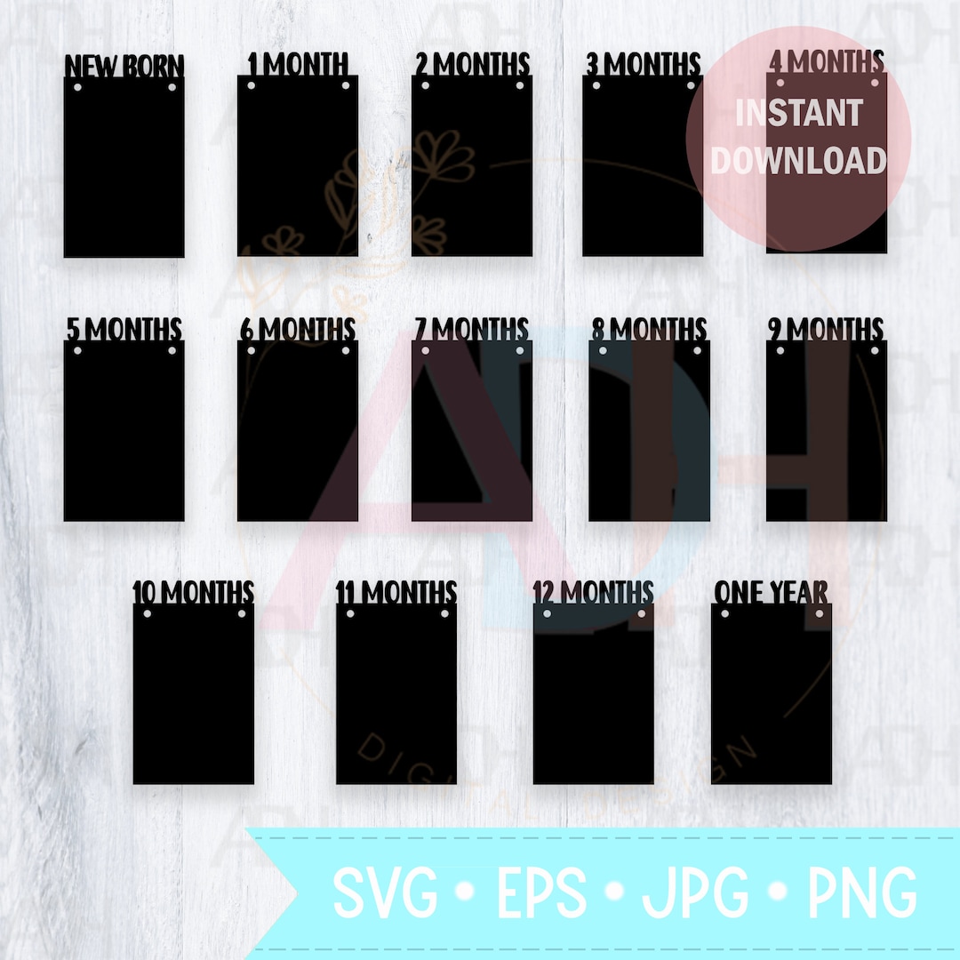 Baby First Birthday Monthly Photo Banner SVG | Birthday Banner SVG ...
