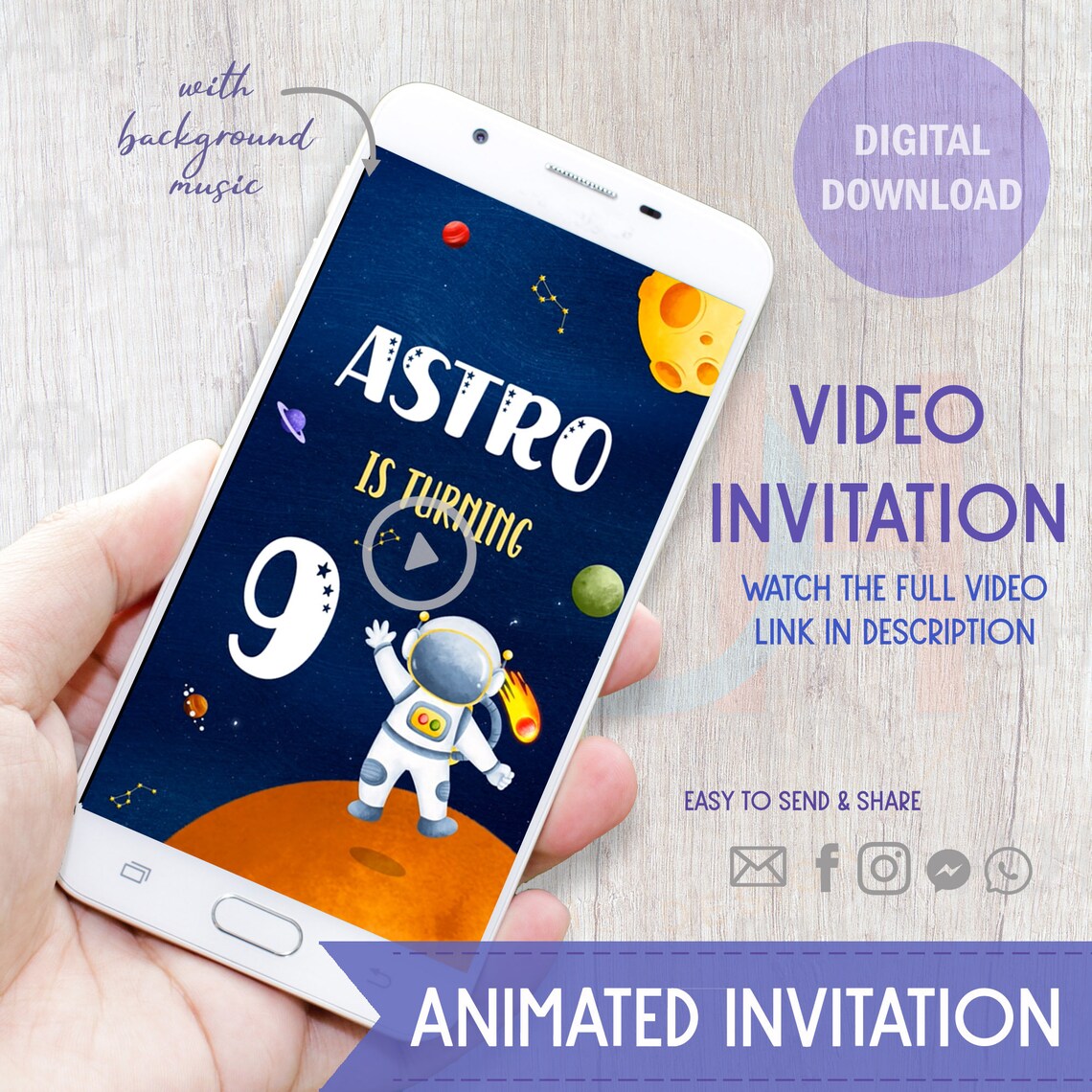 Space Video Invitation Astronaut Animated Invitation Space - Etsy