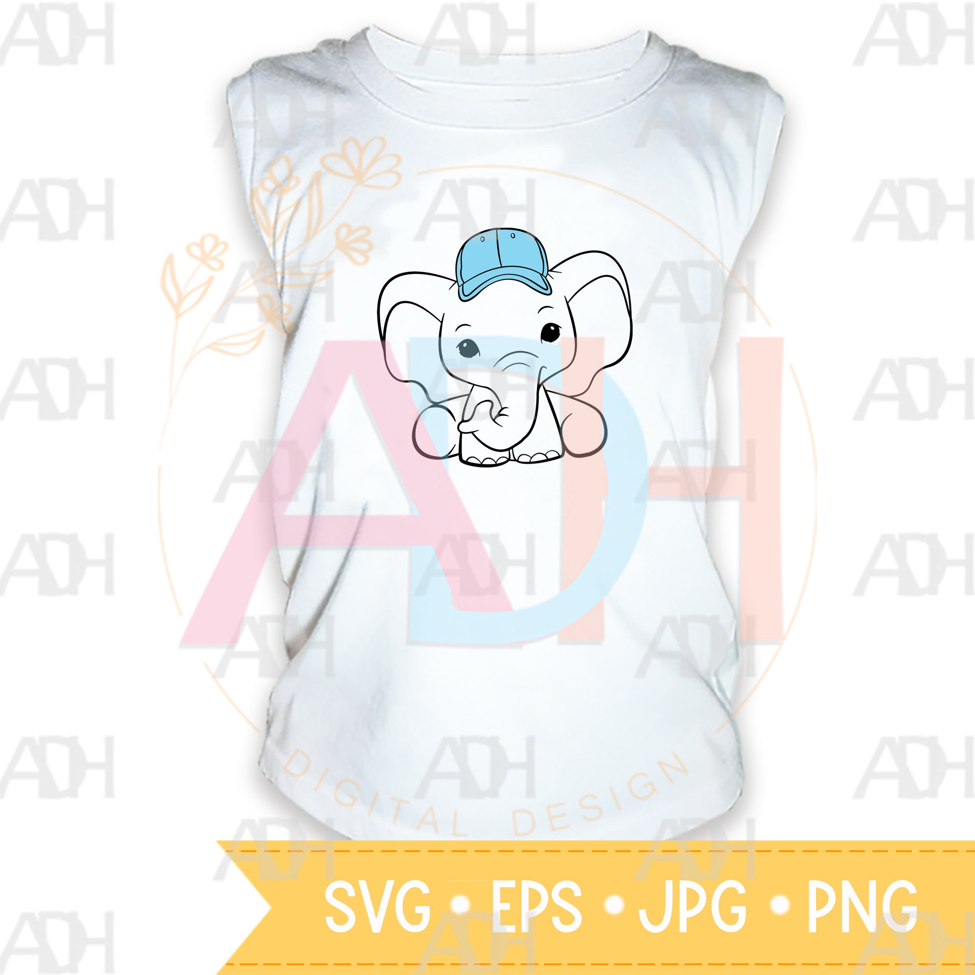 Cute Baby Boy Elephant SVG | Cute Elephant SVG | Cute Baby Elephant Cut ...