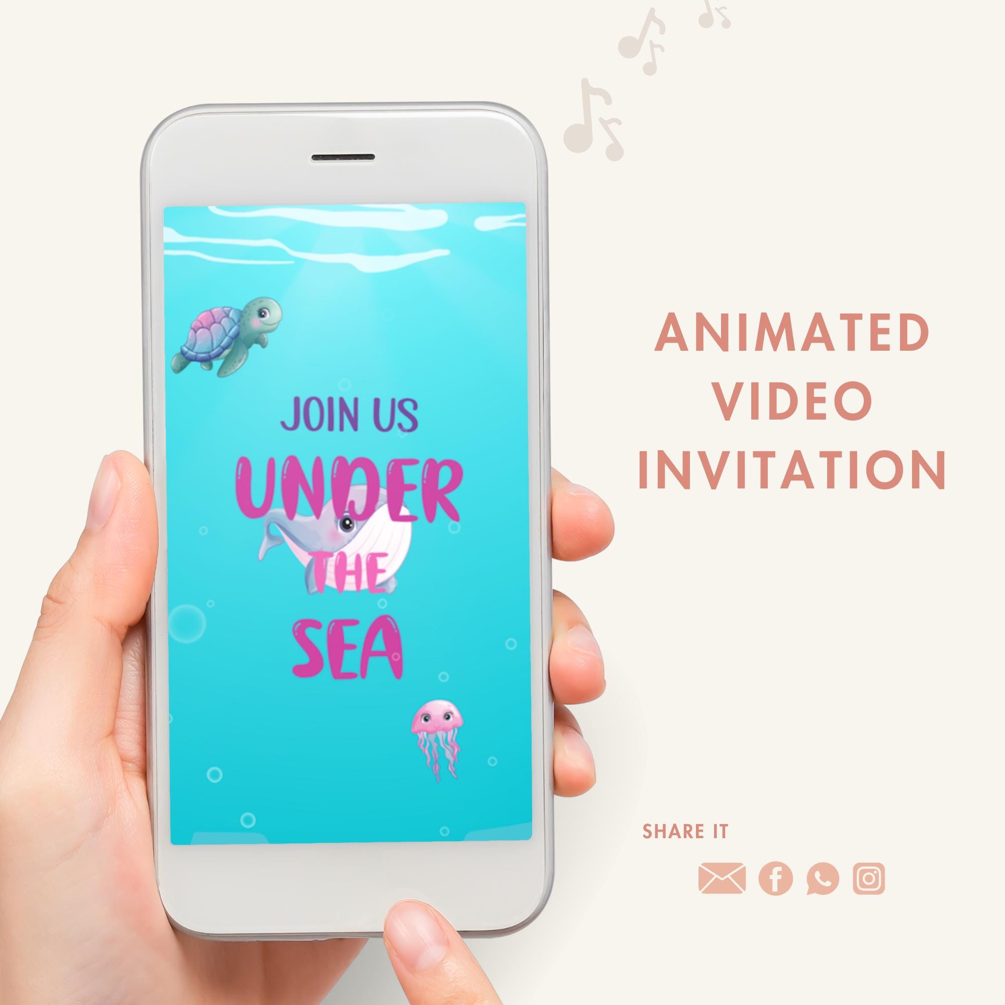 Girl Under the Sea Video Invitation | Under the Sea Animated Invitation ...