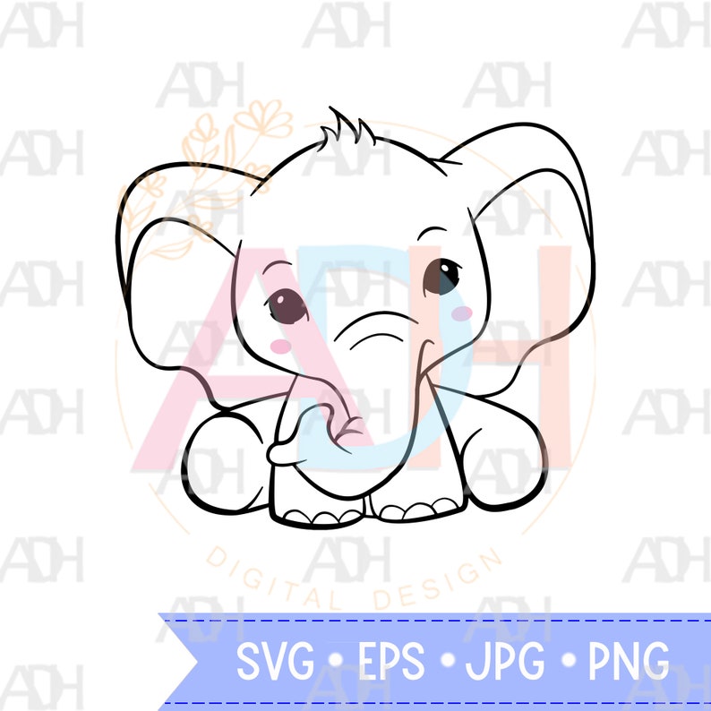 Baby Boy Elephant SVG | Cute Elephant SVG | Cute Baby Elephant Cut File ...