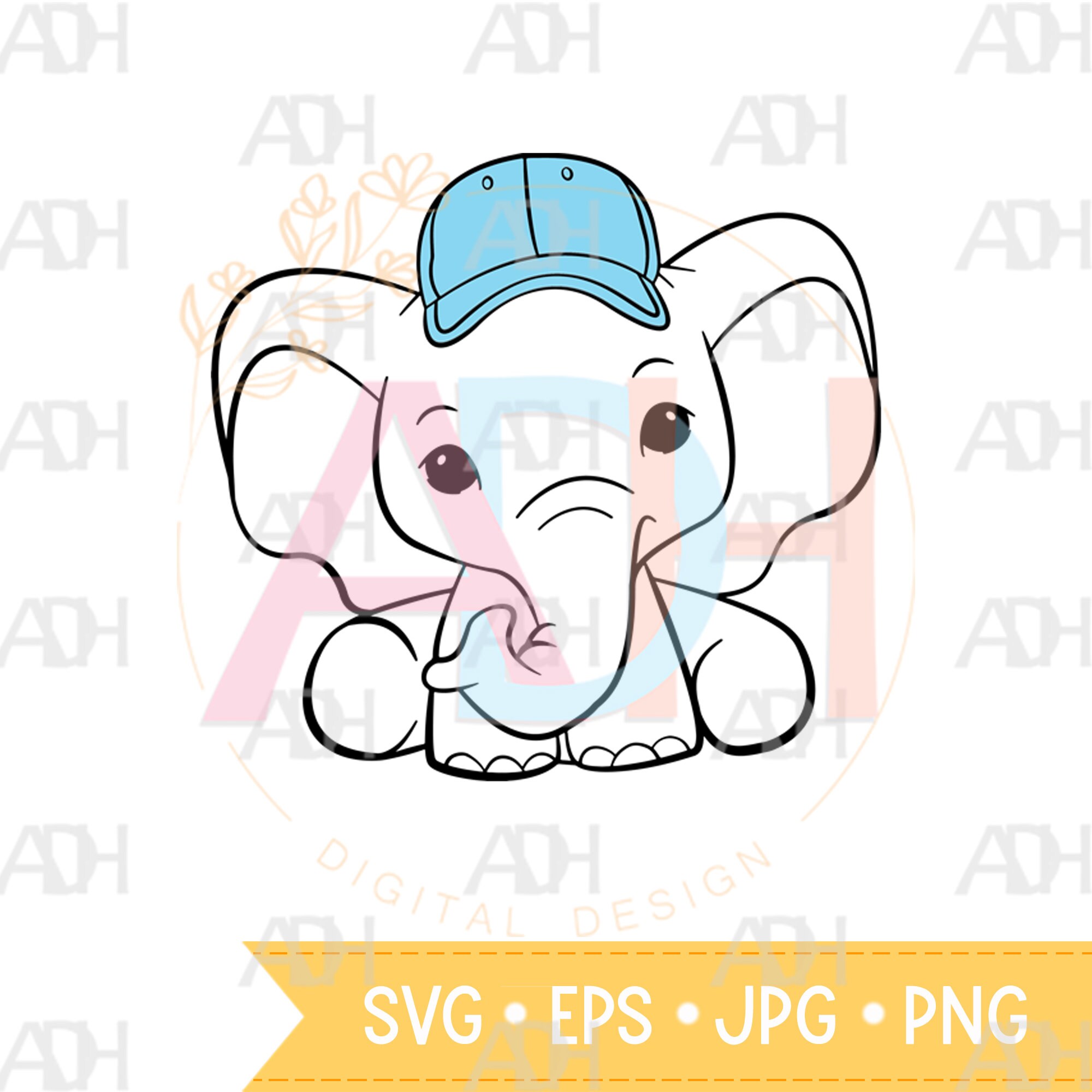 Cute Baby Boy Elephant SVG | Cute Elephant SVG | Cute Baby Elephant Cut ...