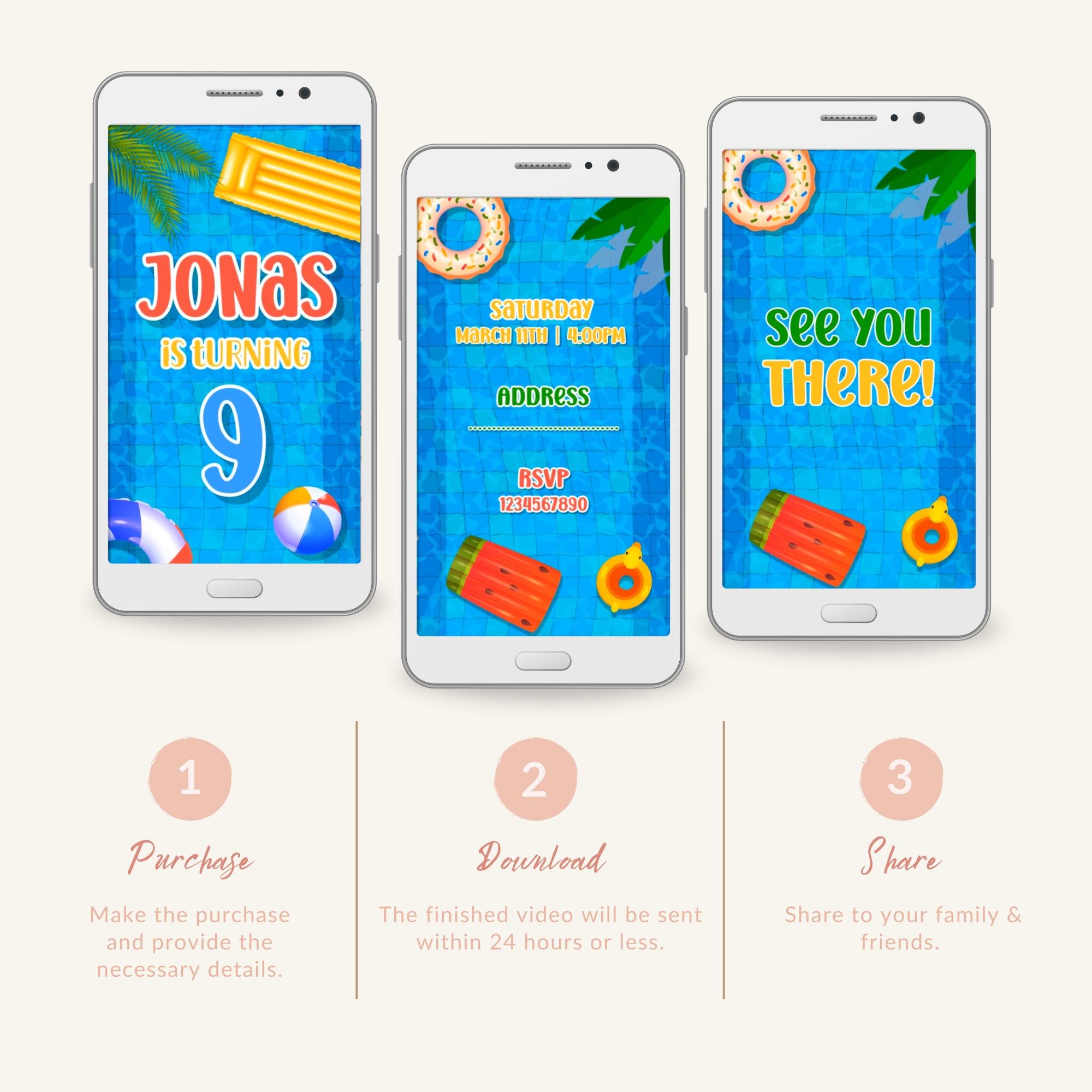 Pool Party Video Invitation | Pool Party Animated Invitation | Summer ...