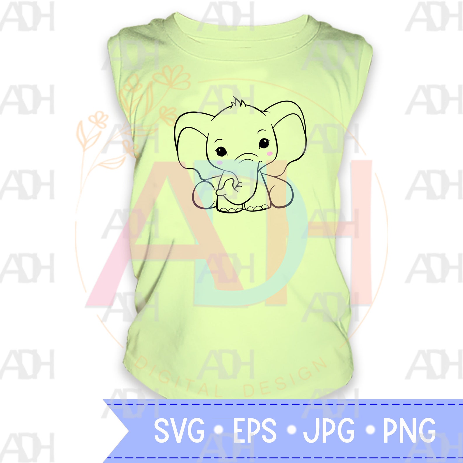 Baby Boy Elephant SVG | Cute Elephant SVG | Cute Baby Elephant Cut File ...