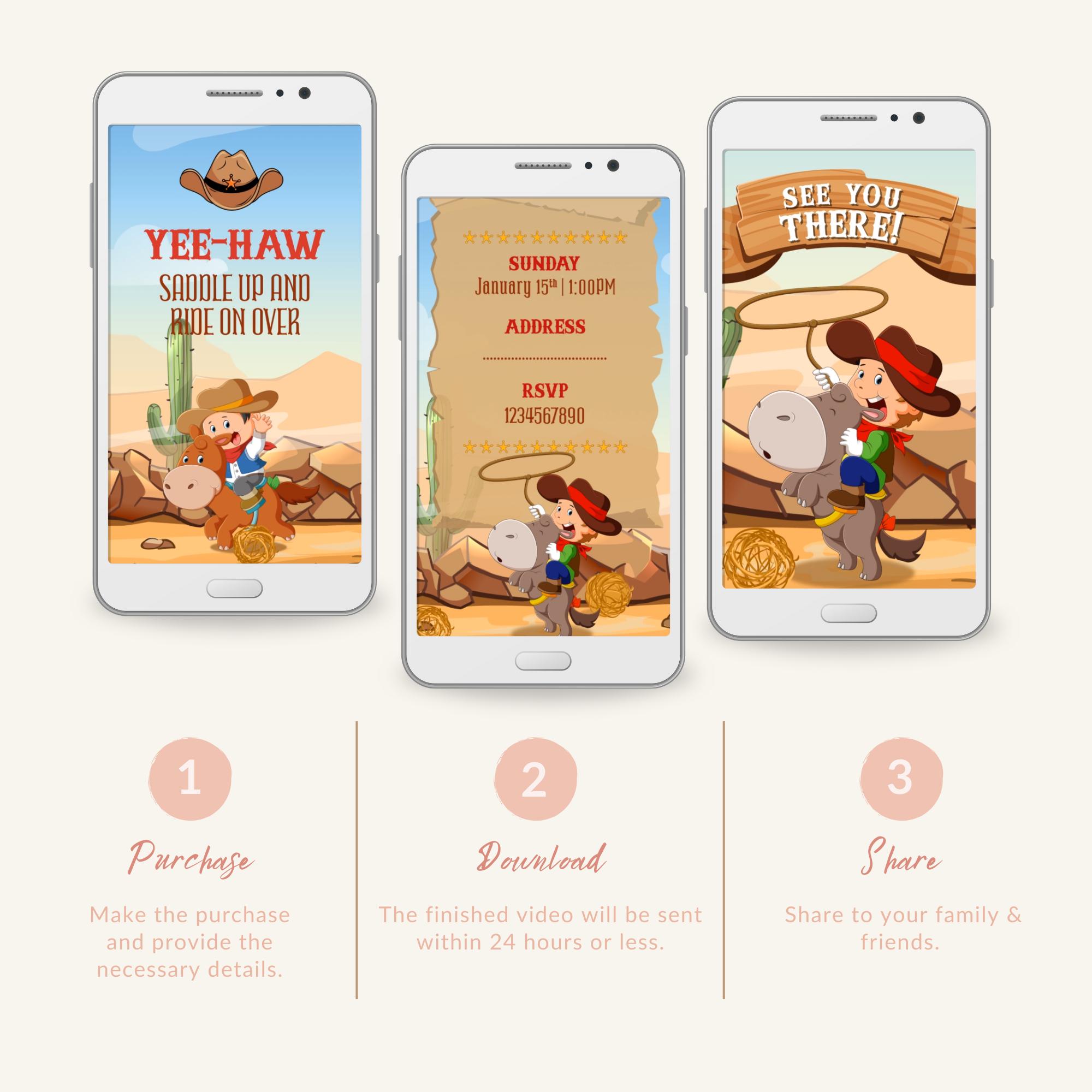 Cowboy Video Invitation Cowboy Animated Invitation Wild West