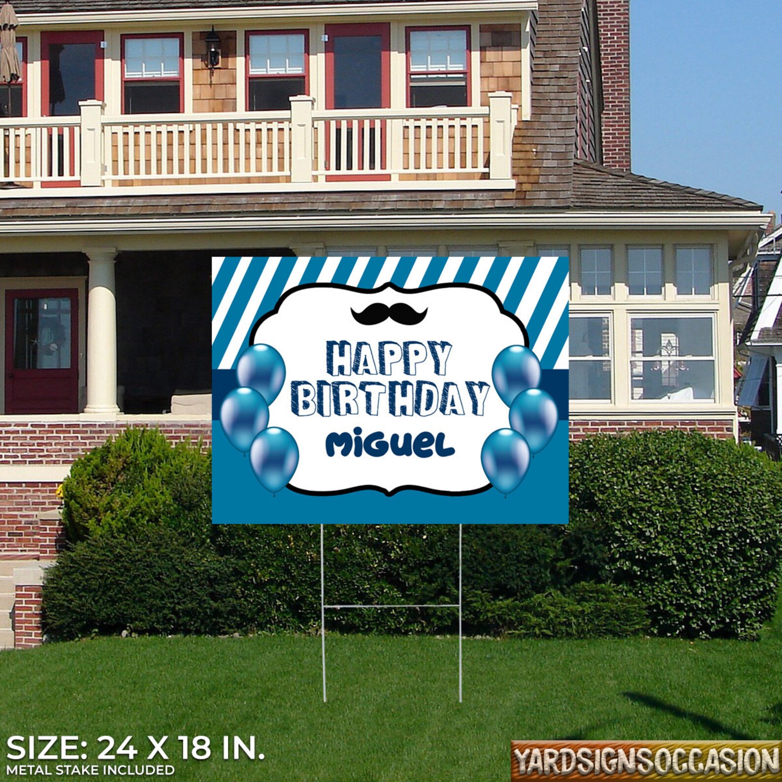 Birthday Yard Banner Personalize for Boy Birthday Yard Sign With Stakes ...