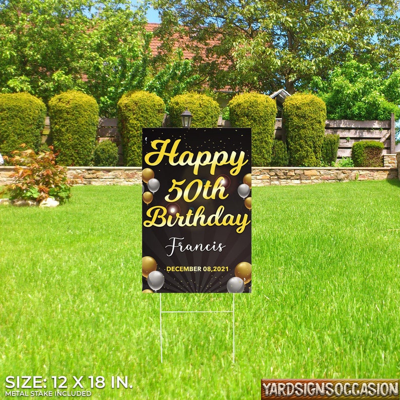 Happy 50th Birthday Yard Sign Personalize Outdoor Party Sign - Etsy