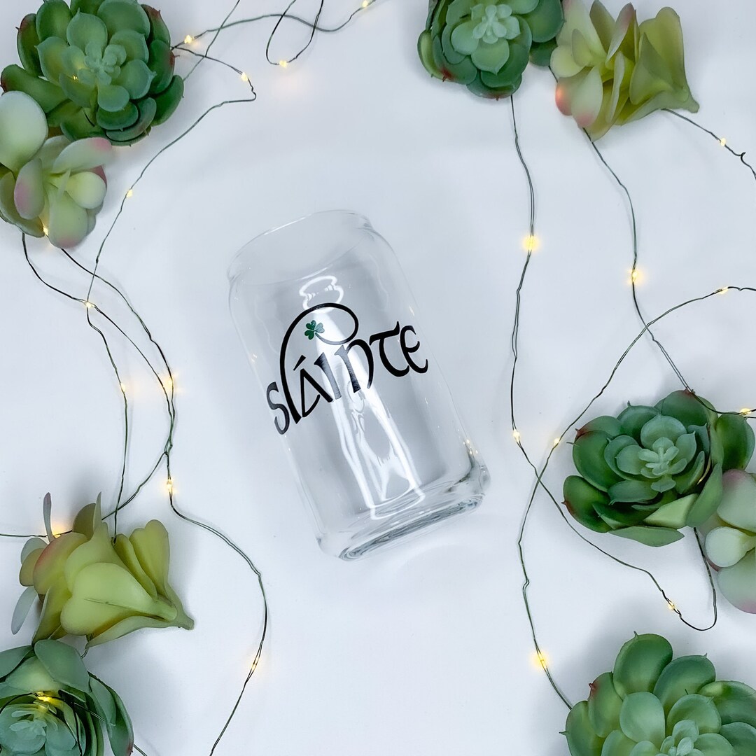 Sláinte Can Glass | Cheers Glass | Irish Glass | St. Patrick's Day Can ...