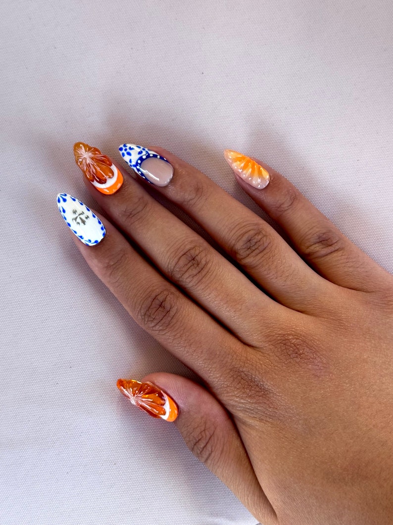 Almond Press on Nails | 3D Nails | Fruit Nails | Clase Azul Nails ...