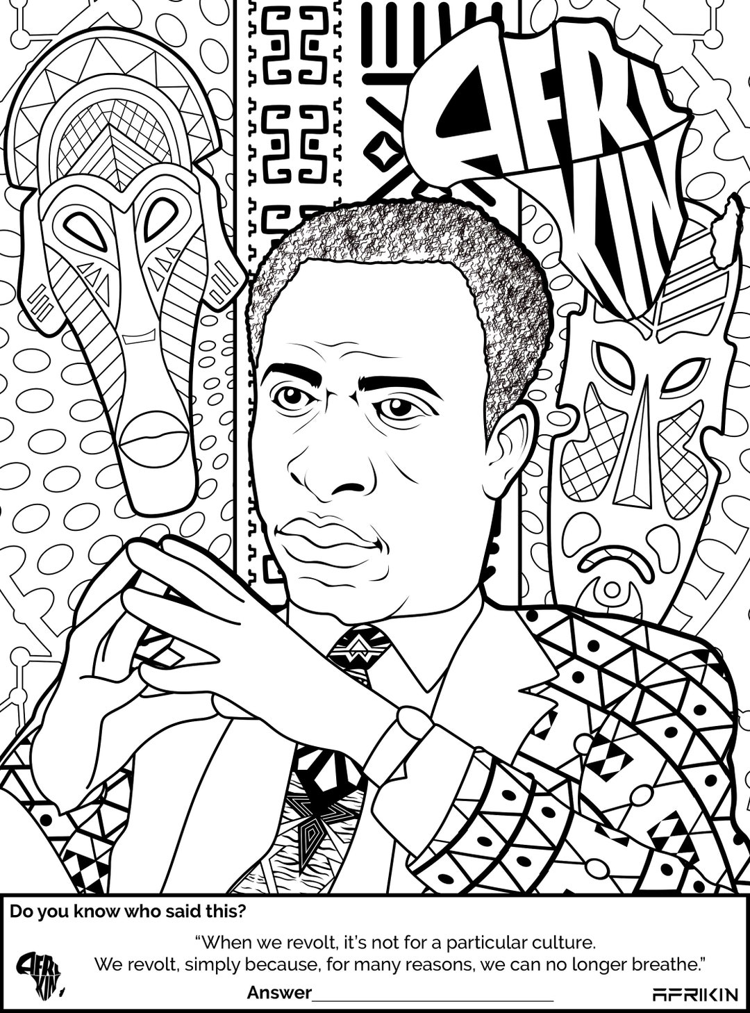Adult Coloring Page (instant Download), Printable Black African Icons ...