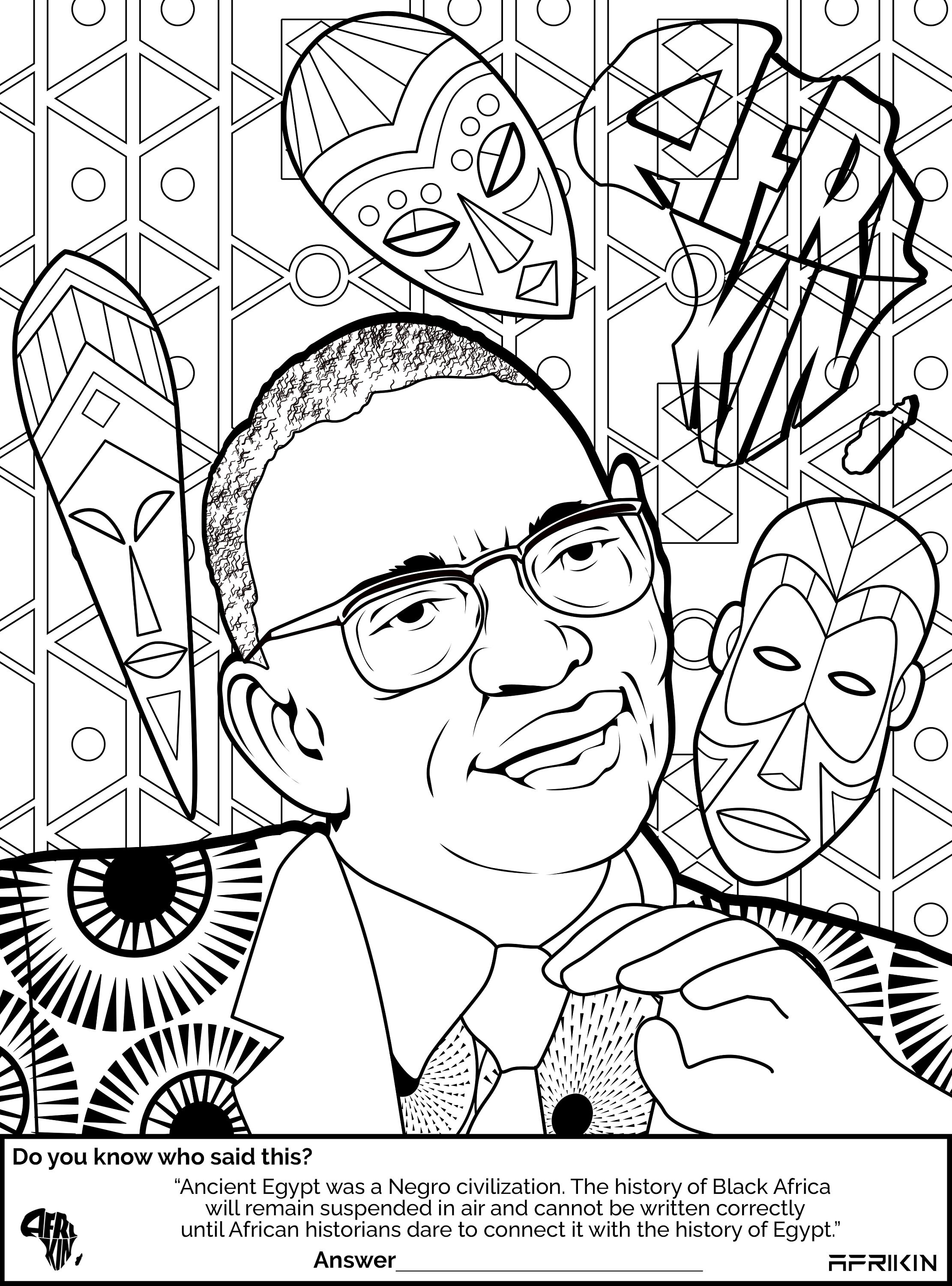 Adult Coloring Page (instant Download), Printable Black African Icons ...