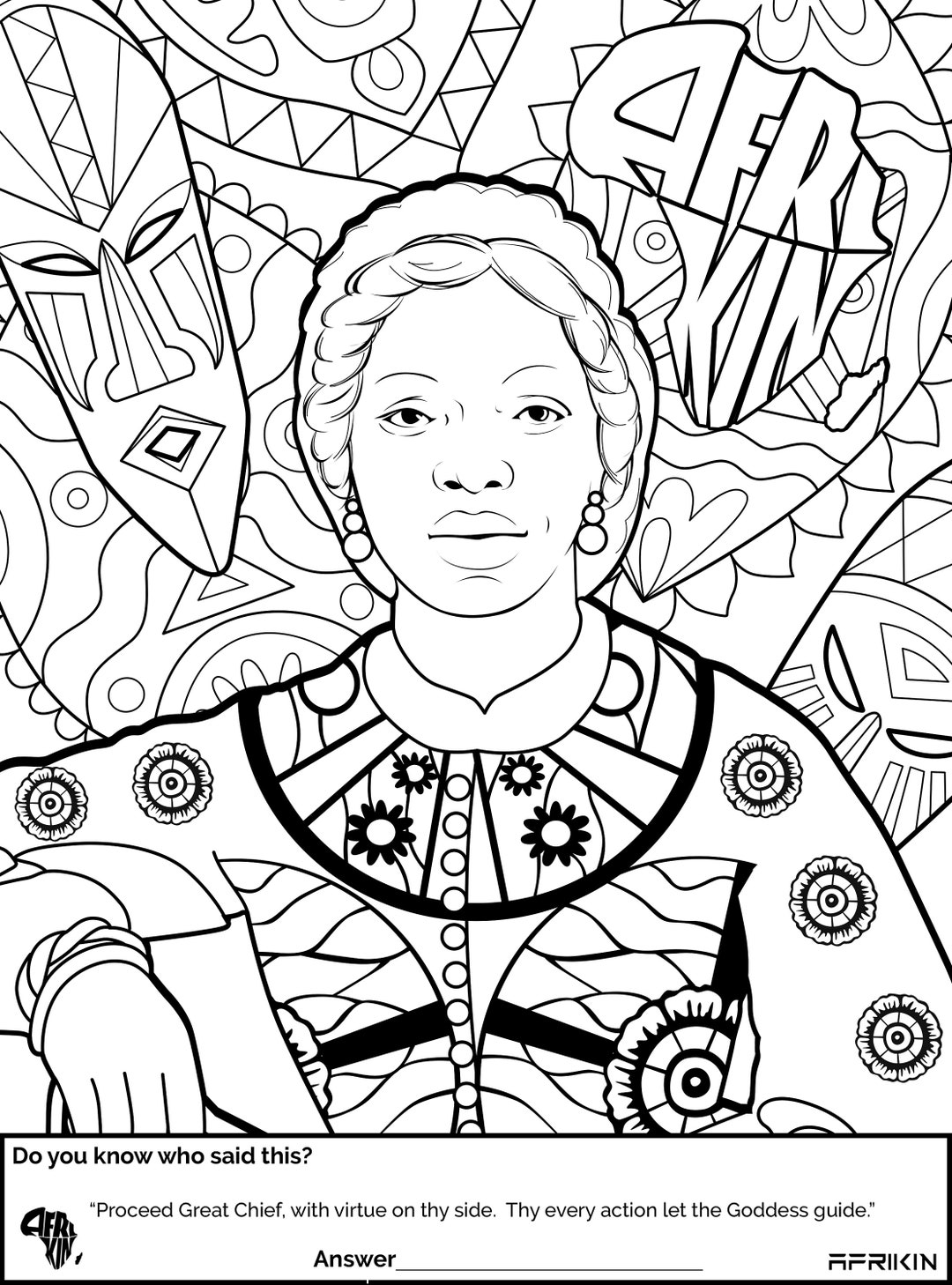 Adult Coloring Page (instant Download), Printable Black African Icons ...