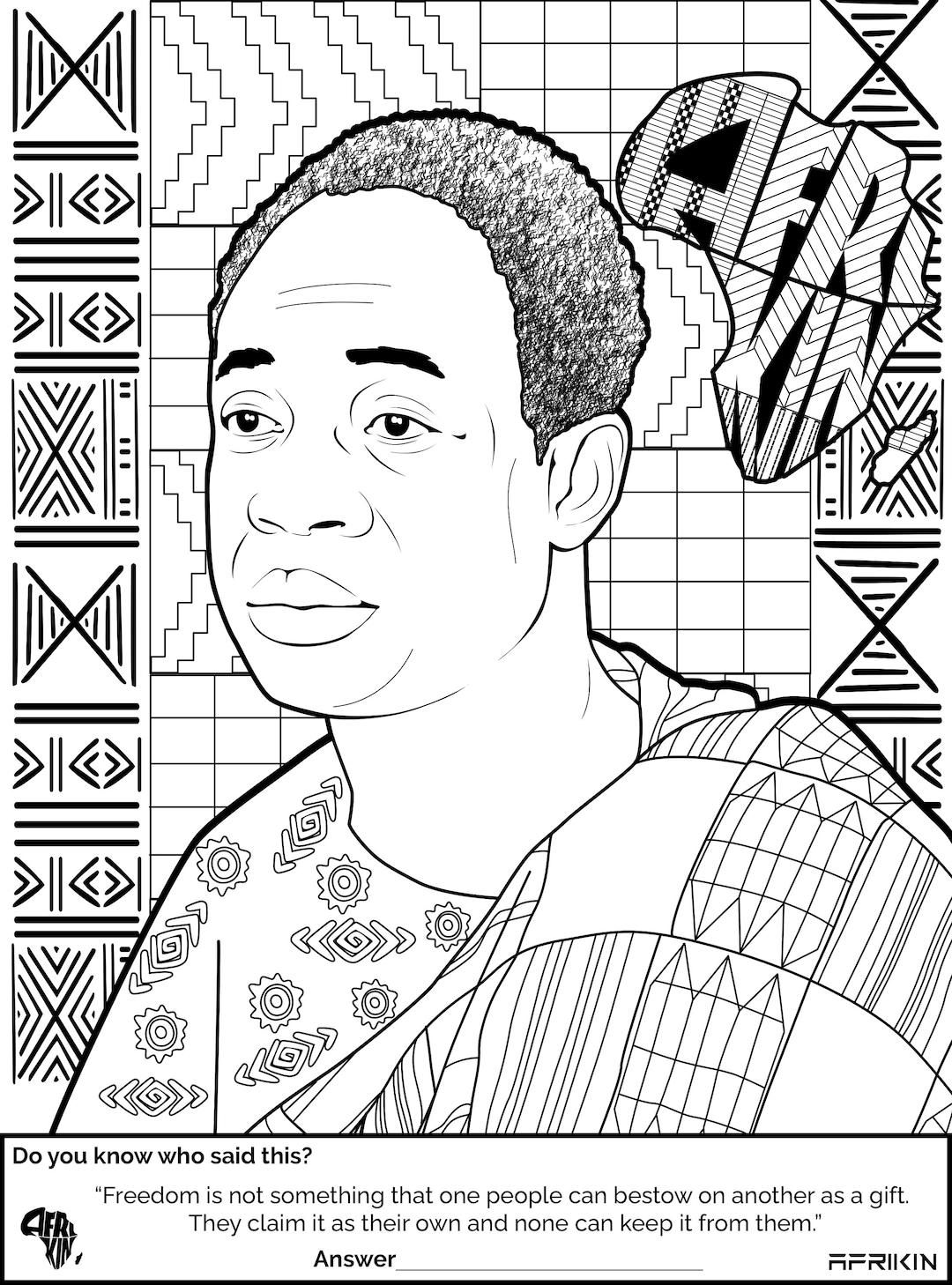 Adult Coloring Page (instant Download), Printable Black African Icons ...