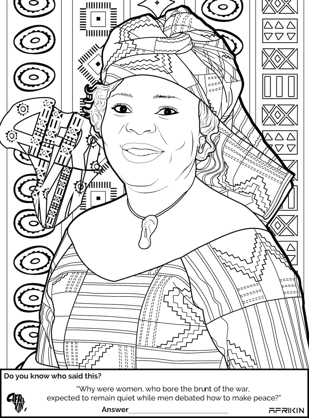 Adult Coloring Page (instant Download), Printable Black African Icons ...