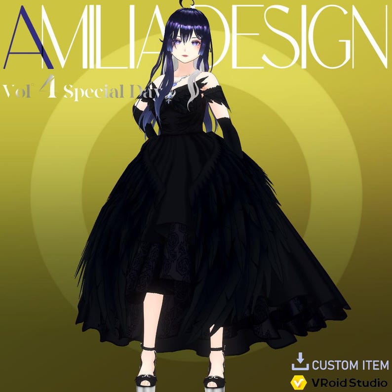 Vroid Outfit Set of Black Crow Dress [vroid Stable Ver.] Custom Items ...