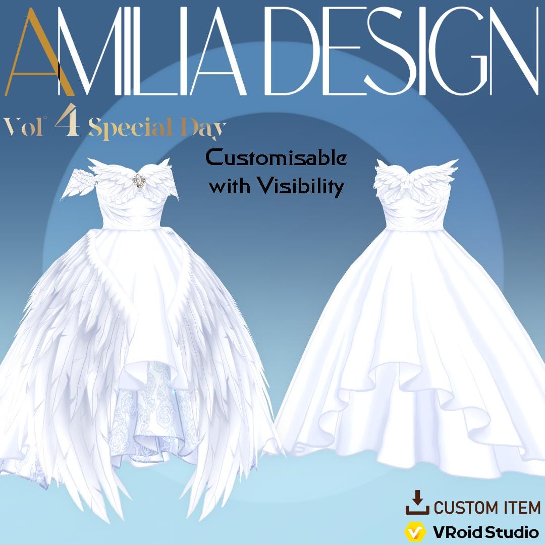 Vroid Outfit Set of WHITE SWAN Dress [vroid Stable Ver.] Custom Items ...