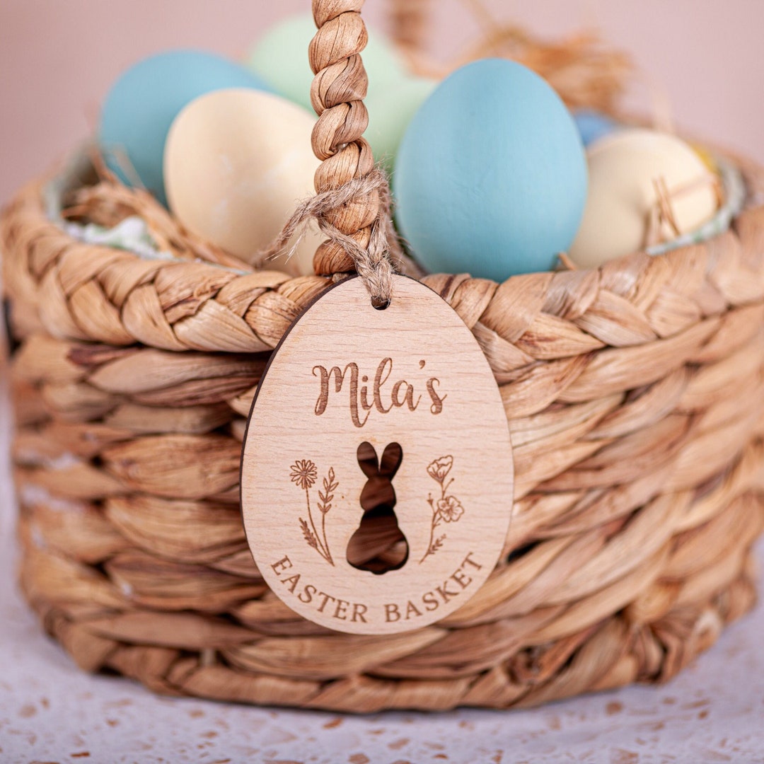 Easter Basket Tag, Easter Egg Hunt Label, Wooden Baby Easter Gift ...