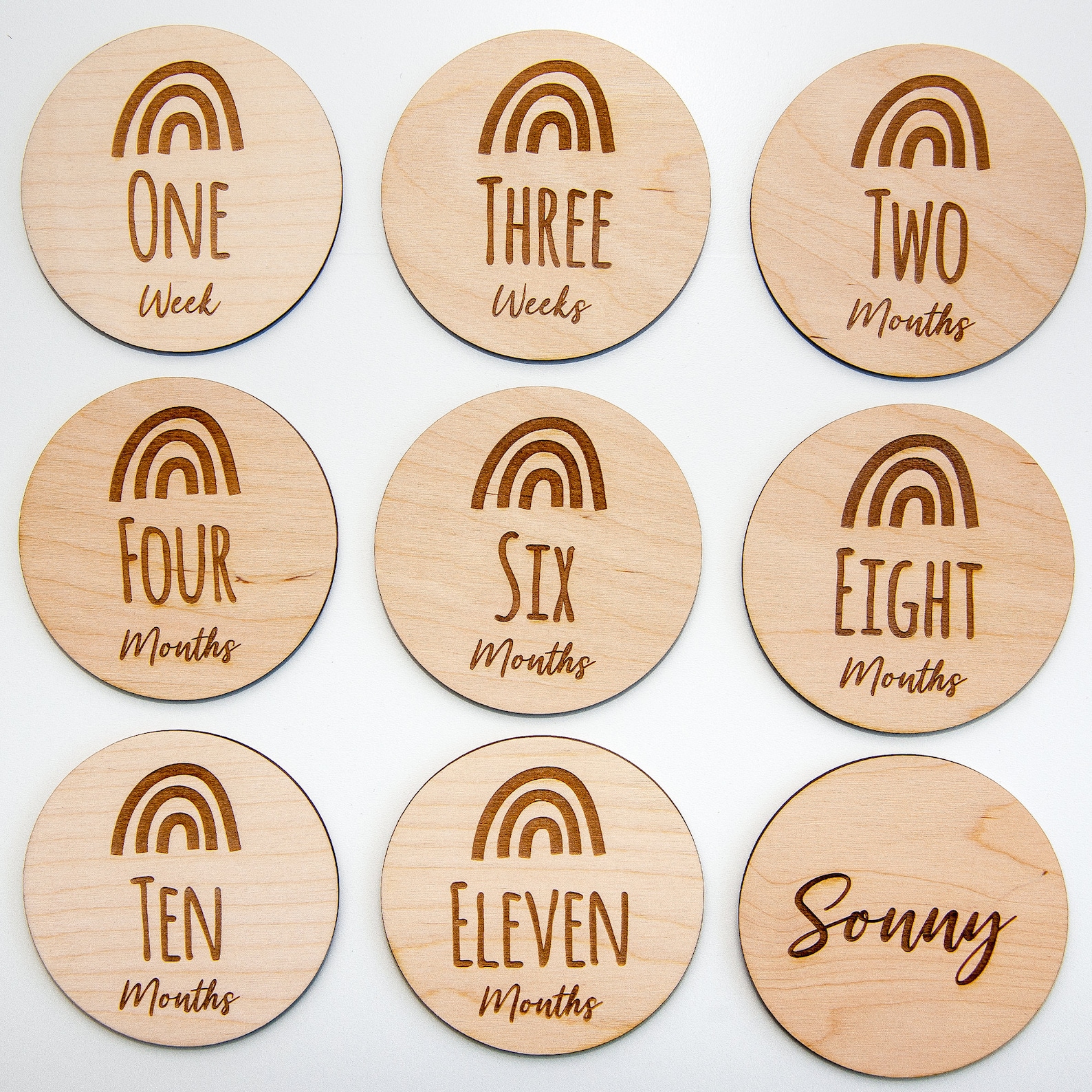 Wooden Baby Milestone Discs 9 SET Double Sided Milestone | Etsy UK