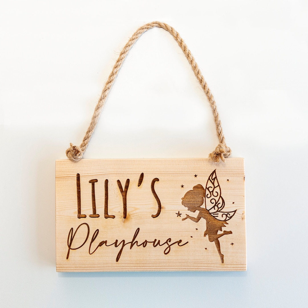 Personalised Playhouse Sign, Wooden Sign With Steel Hanging Chain, Room ...
