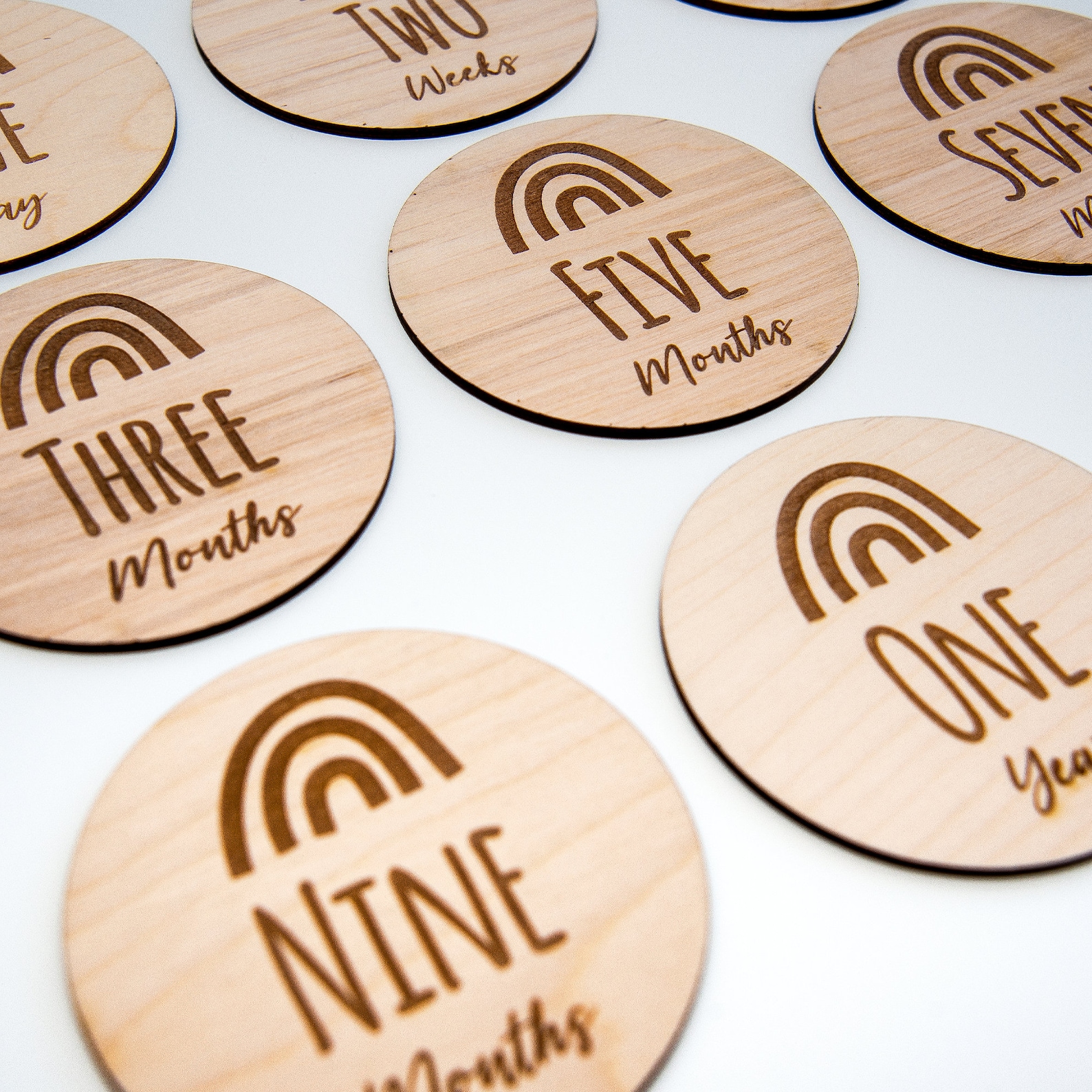 Wooden Baby Milestone Discs 9 SET Double Sided Milestone | Etsy UK