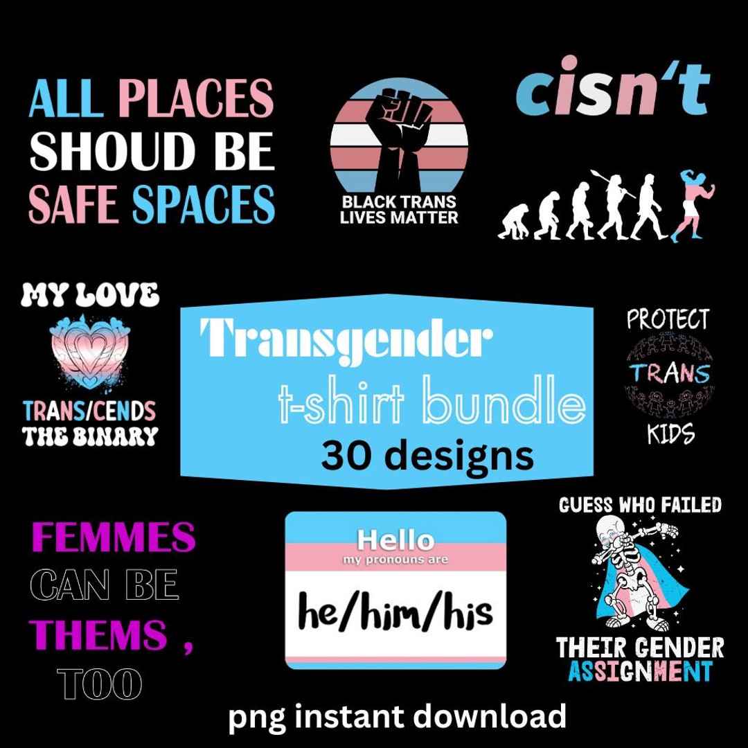 Transgender T-shirt Bundle PNG, Trans Pride Designs, Instant Digital ...