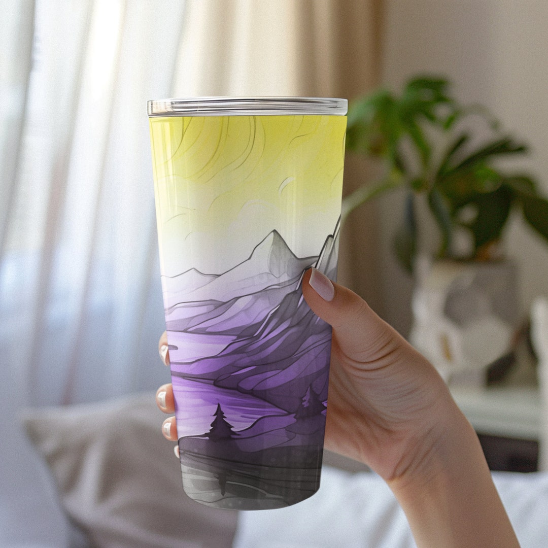 Nonbinary Tumbler Template PNG, Enby Pride Flag Mug Design Instant ...