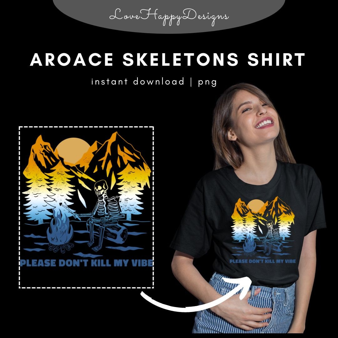 Aroace Skeletons PNG Aroace Pride Flag Shirt Aromantic Asexual Instant ...