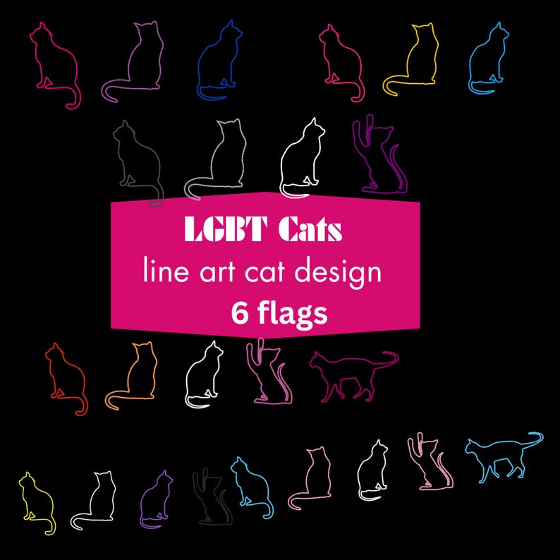 LGBT Pride Cats, Queer PNG Pride Flag Asexual Bisexual Lesbian ...