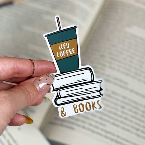 Iced Coffee and Books Bookish Stickers I Love Books Sticker | Etsy