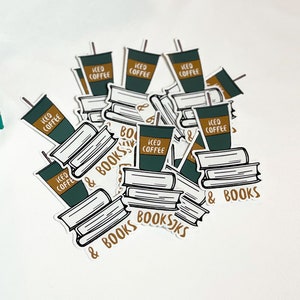 Iced Coffee and Books Bookish Stickers I Love Books Sticker | Etsy